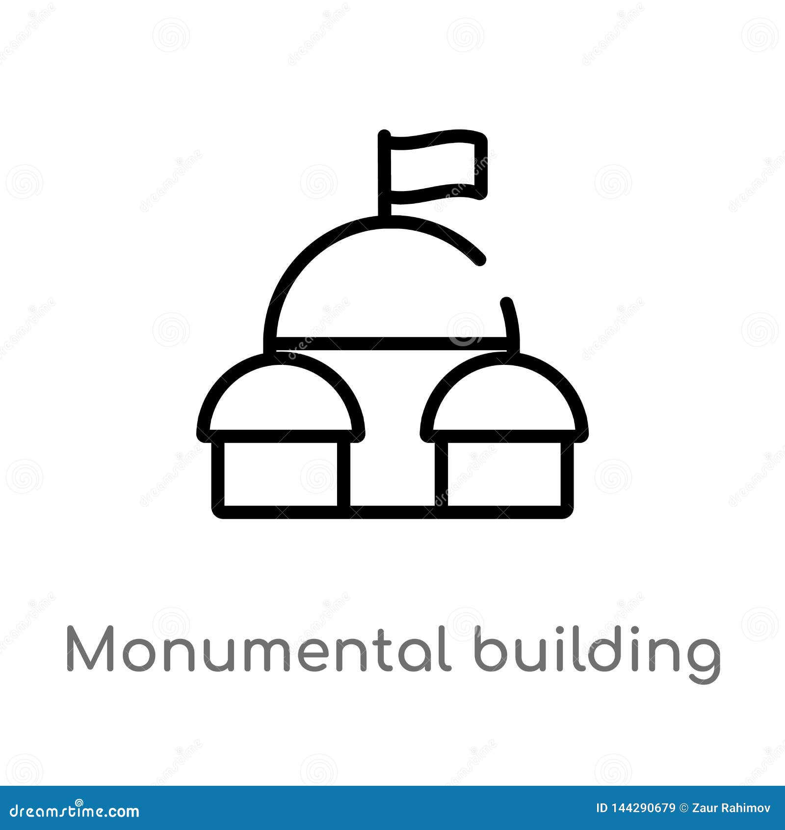 Outline Monumental Building Vector Icon. Isolated Black Simple Line ...