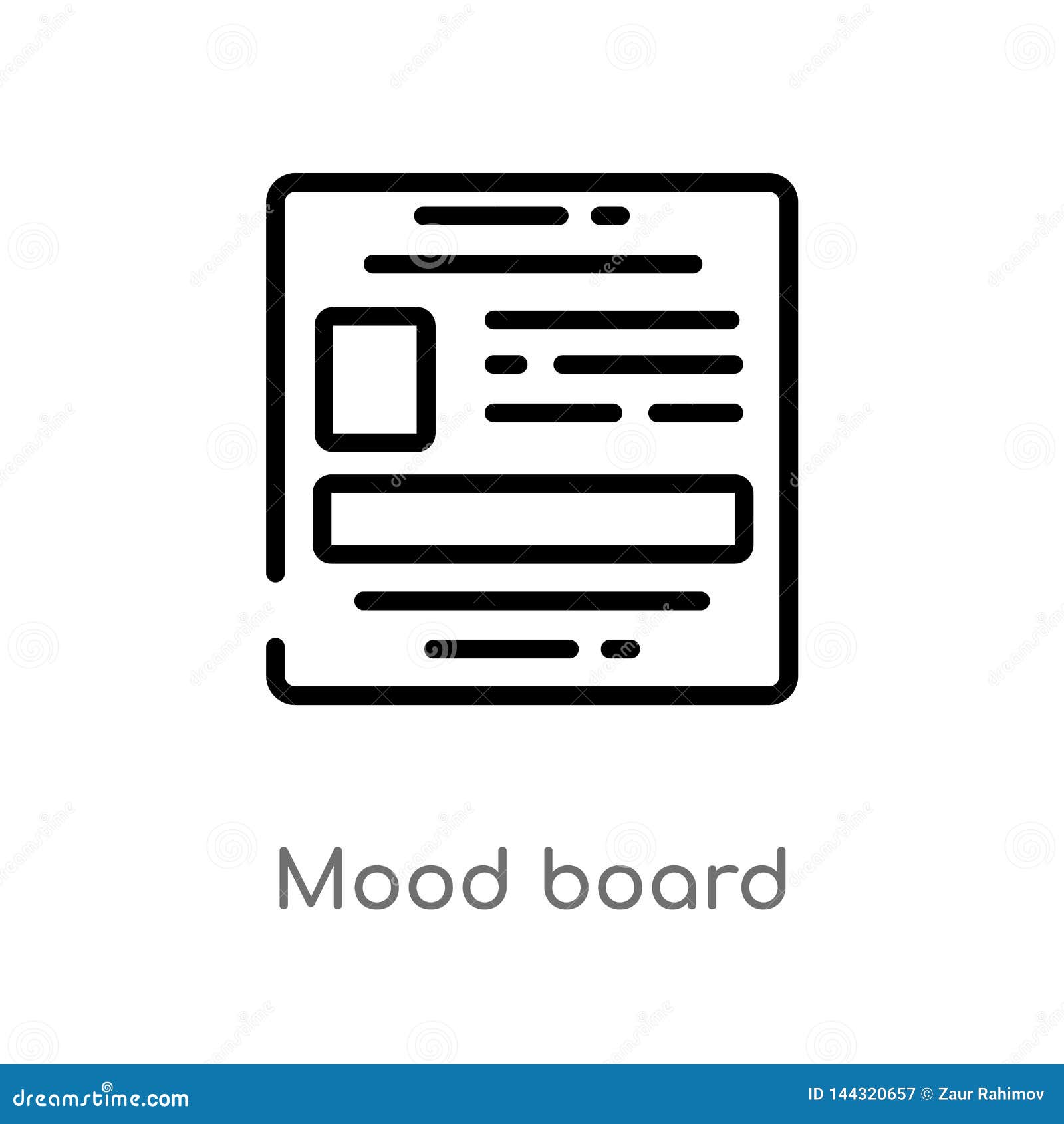 Outline Mood Board Vector Icon. Isolated Black Simple Line Element ...