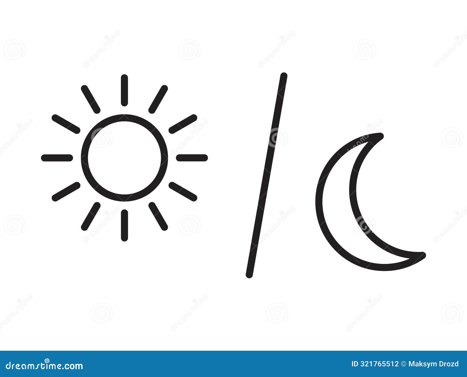 Outline moon and sun icon stock vector. Illustration of icon - 321765512