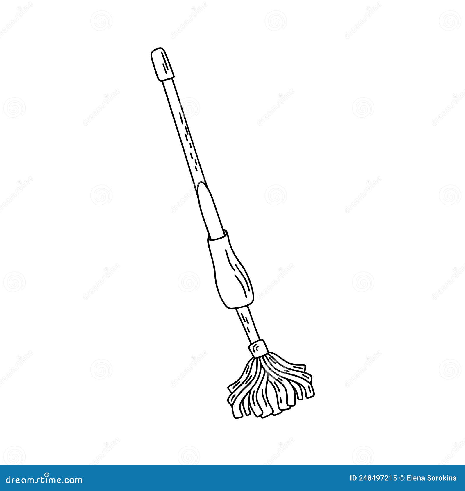 Outline of a Mop with a Rag, Vector Illustration Stock Vector ...