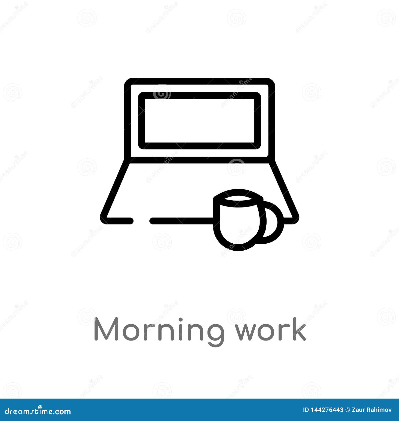 Outline Morning Work Vector Icon. Isolated Black Simple Line Element ...