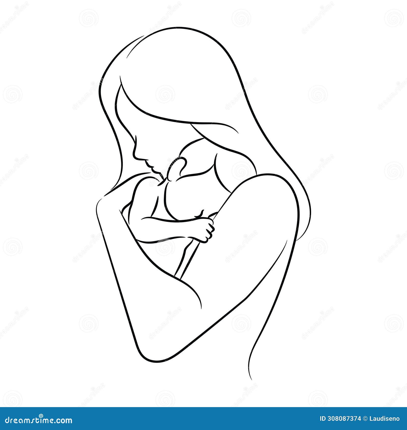 Outline of a Mother Holding a Baby Vector Stock Illustration ...