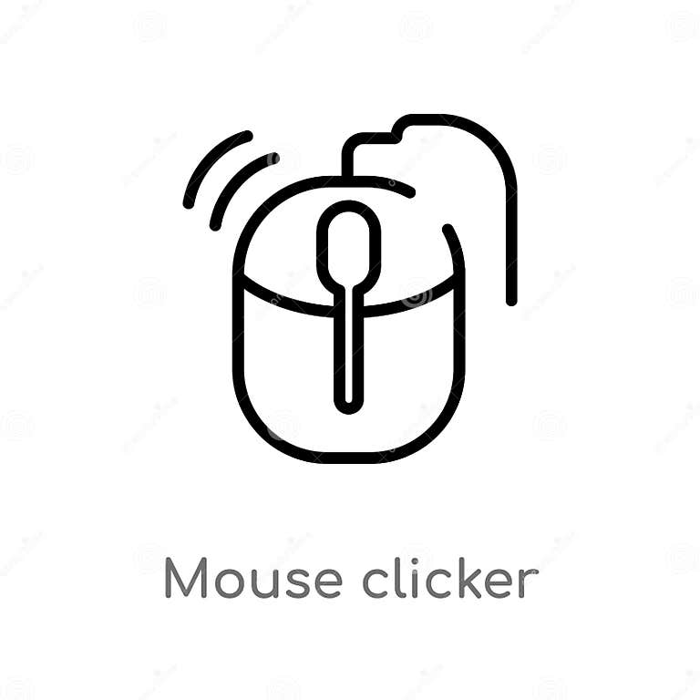 Outline Mouse Clicker Vector Icon. Isolated Black Simple Line Element ...