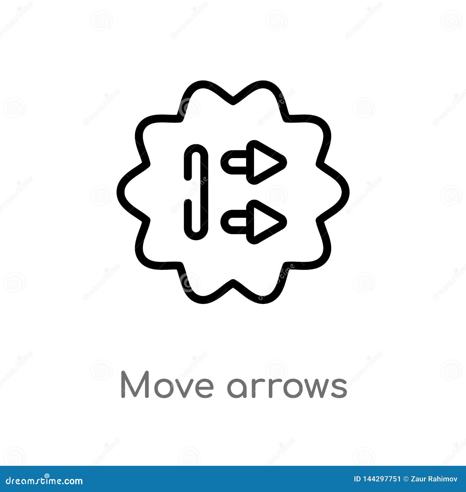 Outline Move Arrows Vector Icon. Isolated Black Simple Line Element ...