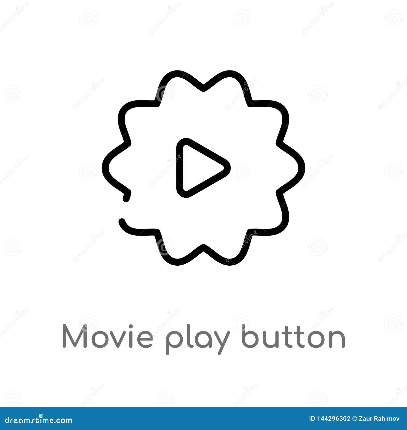 Outline Movie Play Button Vector Icon. Isolated Black Simple Line ...