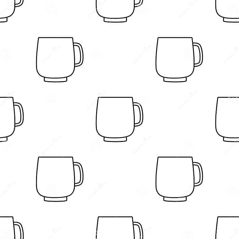 Outline Mug Seamless Pattern Stock Vector - Illustration of food, icon: 334155175