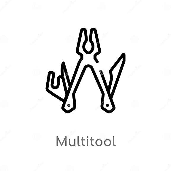 Outline Multitool Vector Icon. Isolated Black Simple Line Element Illustration from Free Time ...