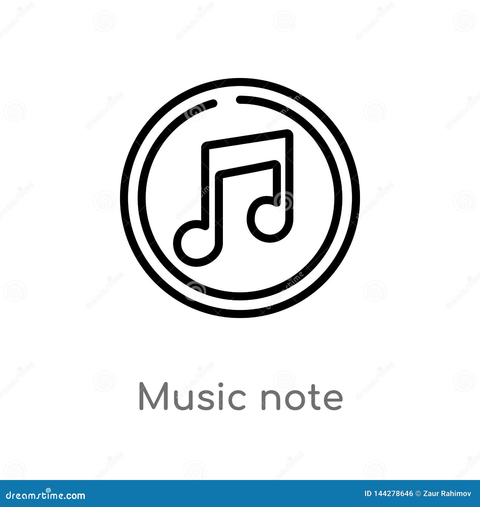 Outline Music Note Vector Icon. Isolated Black Simple Line Element ...