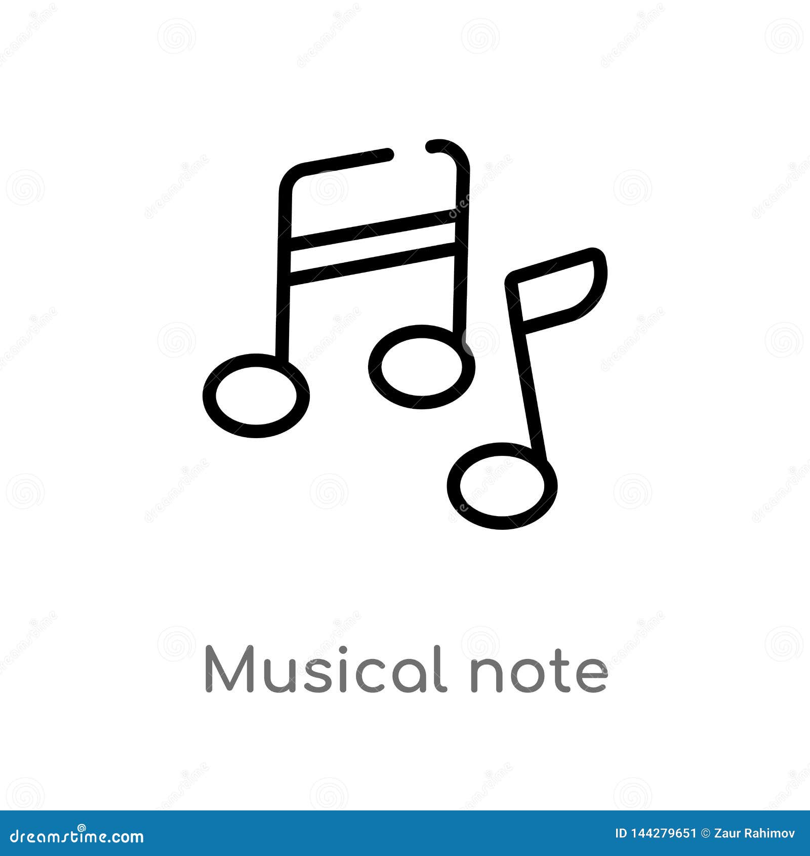 Outline Musical Note Vector Icon. Isolated Black Simple Line Element ...