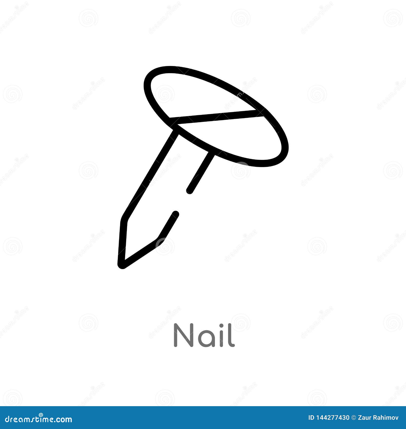 Outline Nail Vector Icon. Isolated Black Simple Line Element ...