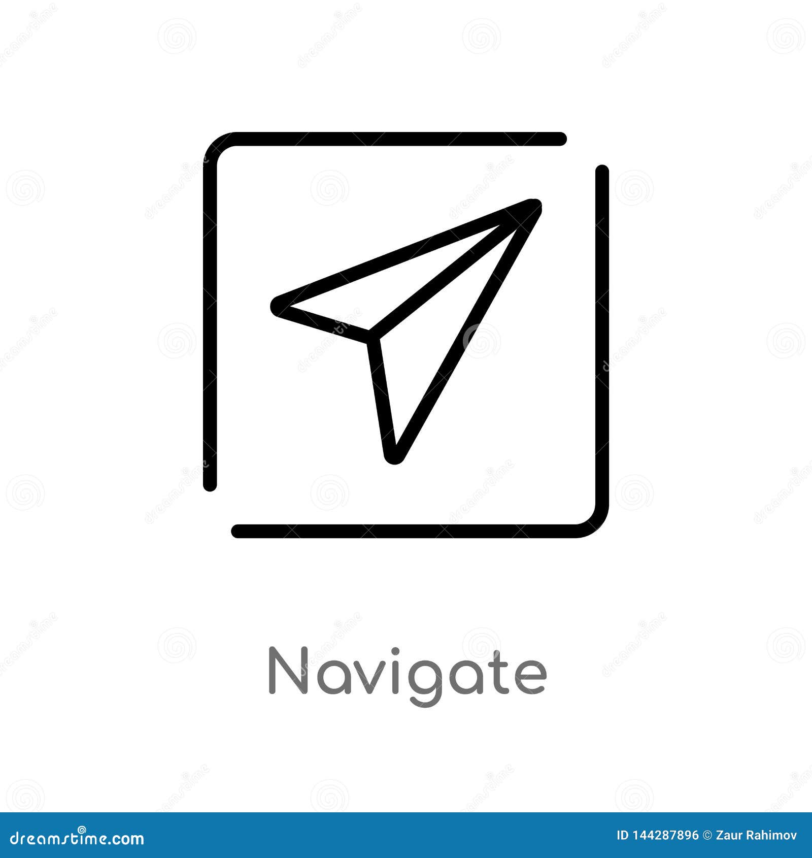 Outline Navigate Vector Icon. Isolated Black Simple Line Element ...
