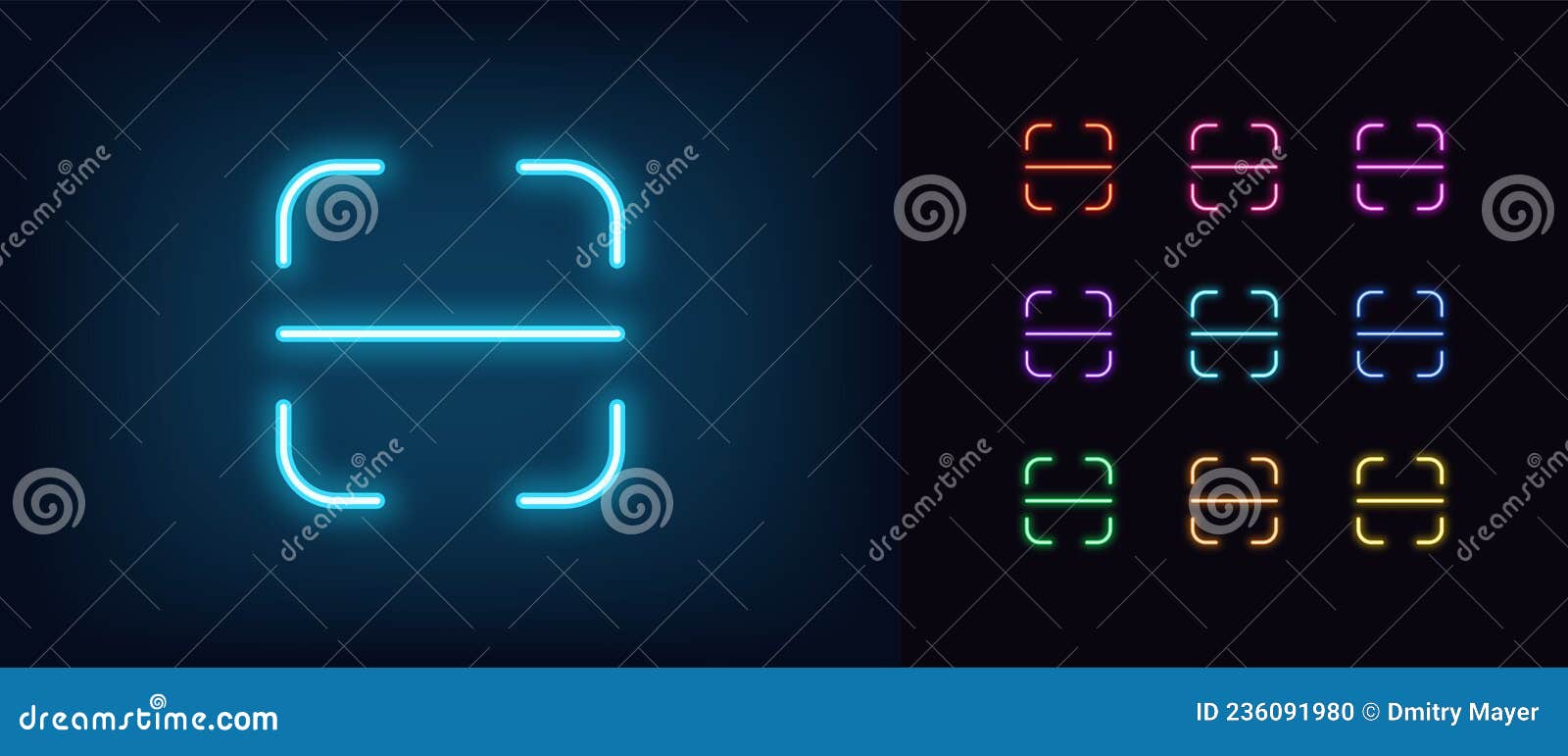 Outline Neon Scan Icon. Glowing Neon, Universal Scanner Template ...