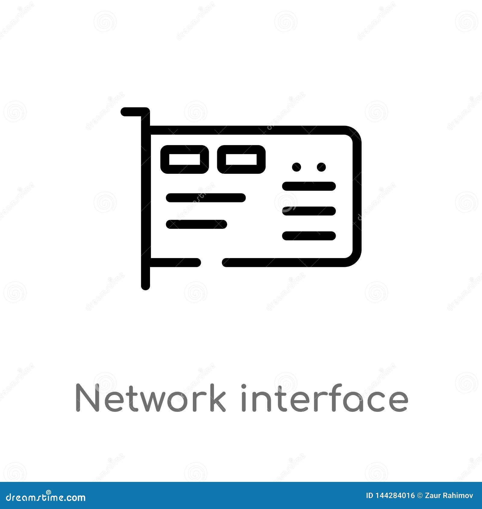Outline Network Interface Card Vector Icon. Isolated Black Simple Line ...
