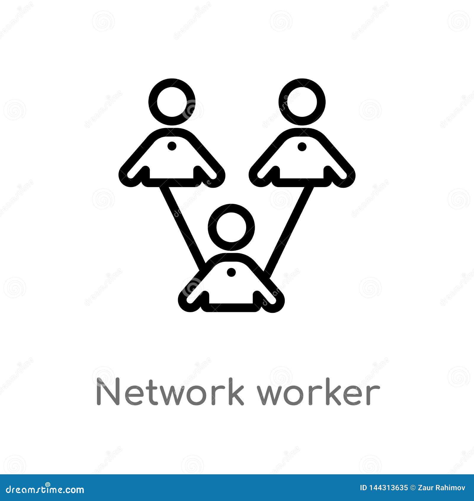 Outline Network Worker Vector Icon. Isolated Black Simple Line Element ...