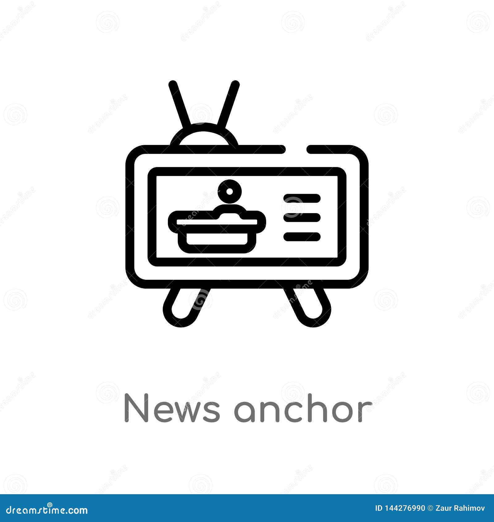 Outline News Anchor Vector Icon Isolated Black Simple Line Element