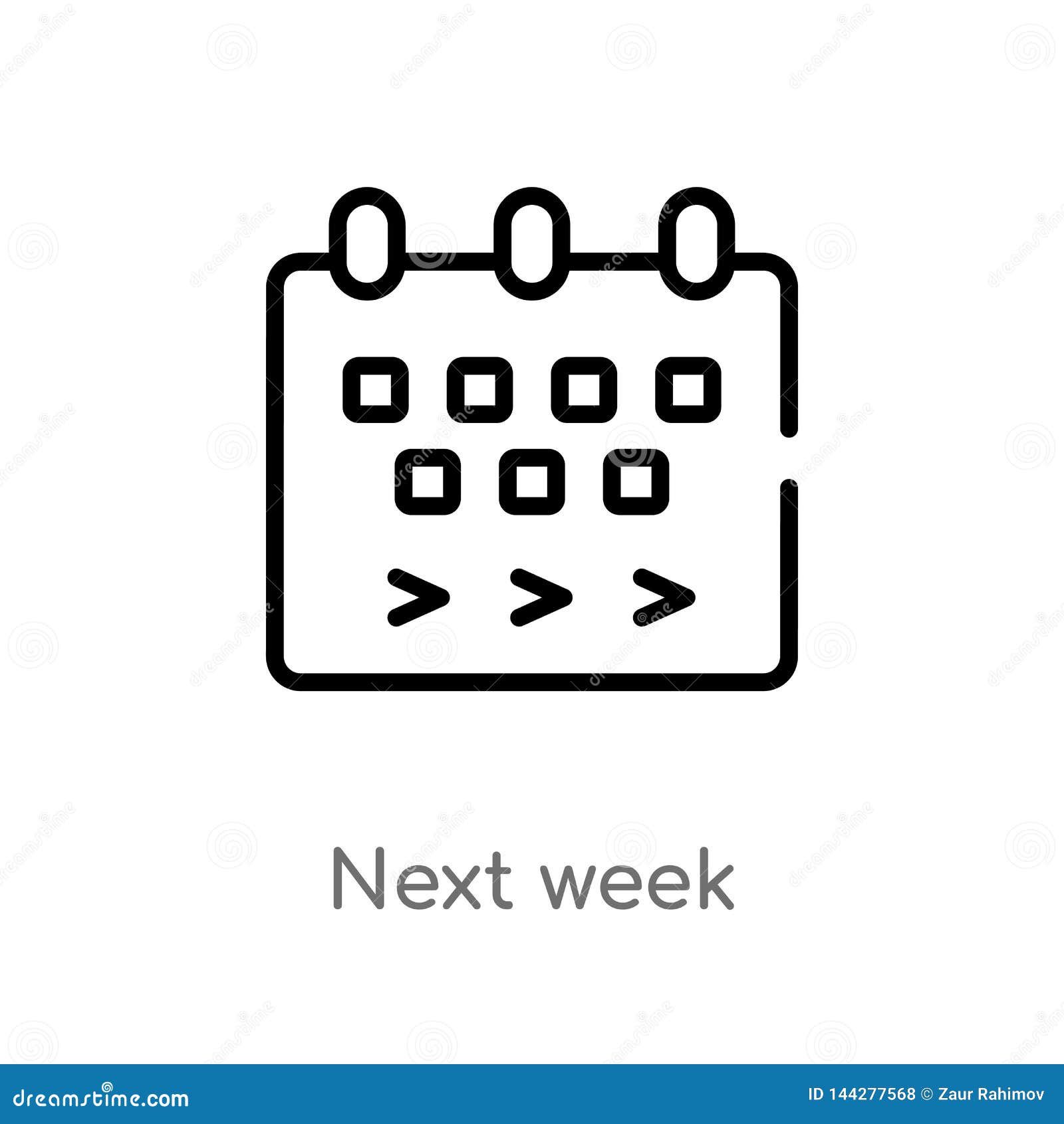 Outline Next Week Vector Icon. Isolated Black Simple Line Element ...