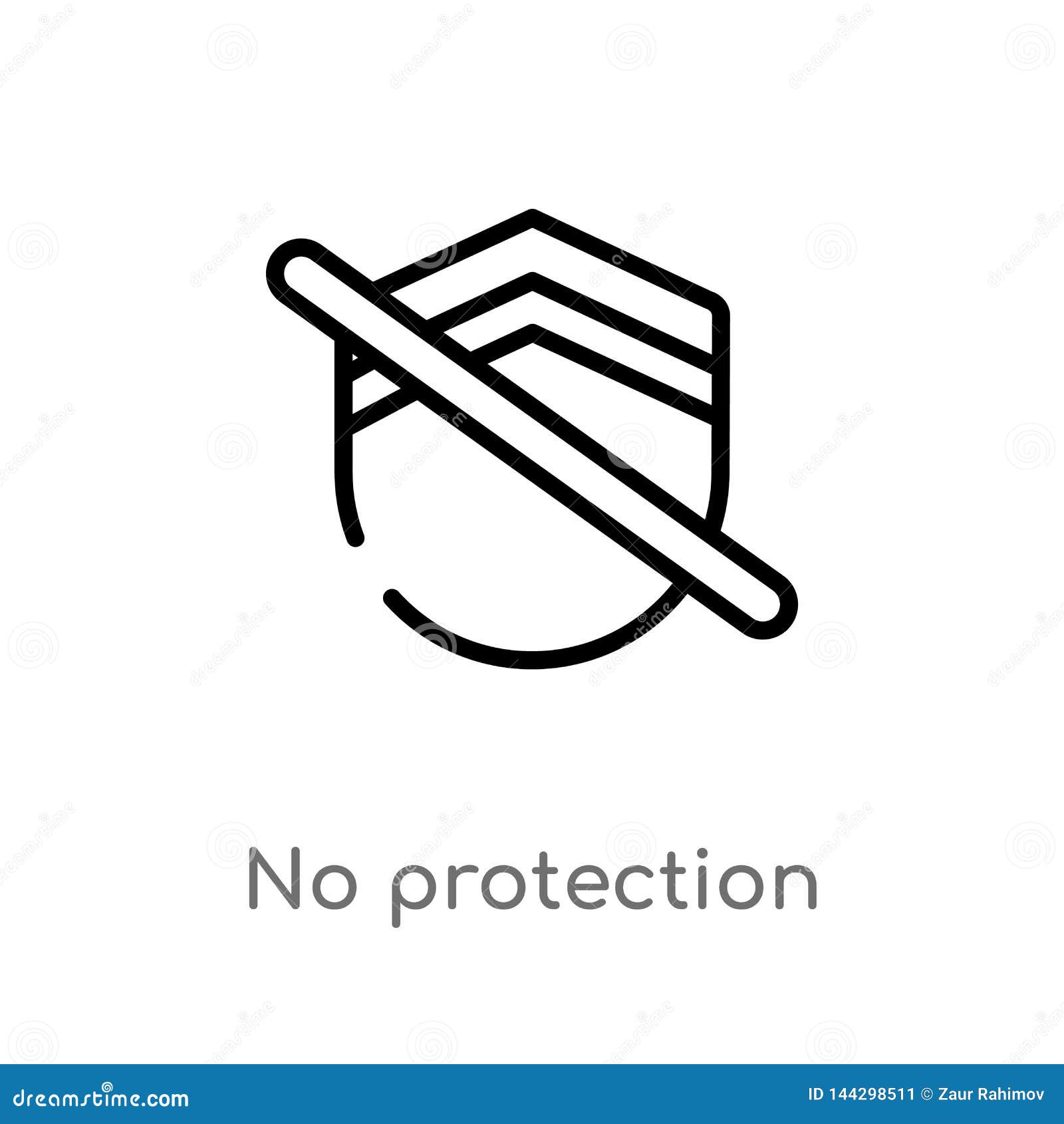 Outline No Protection Vector Icon. Isolated Black Simple Line Element ...
