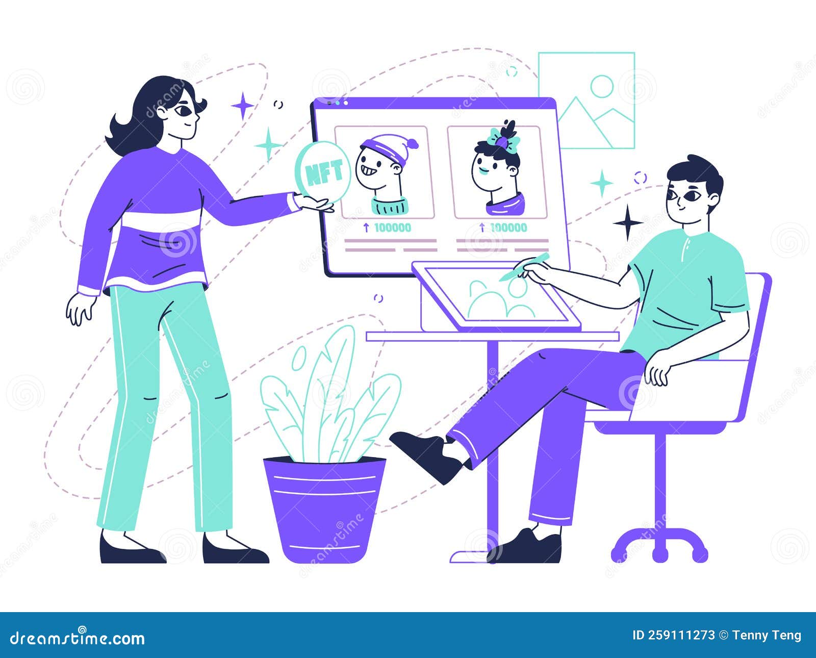Outline Non Fungible Token Market, Digital Crypto Art Concept. NFT ... Outline Non Fungible Token Market, Digital Crypto Art Concept. NFT ...