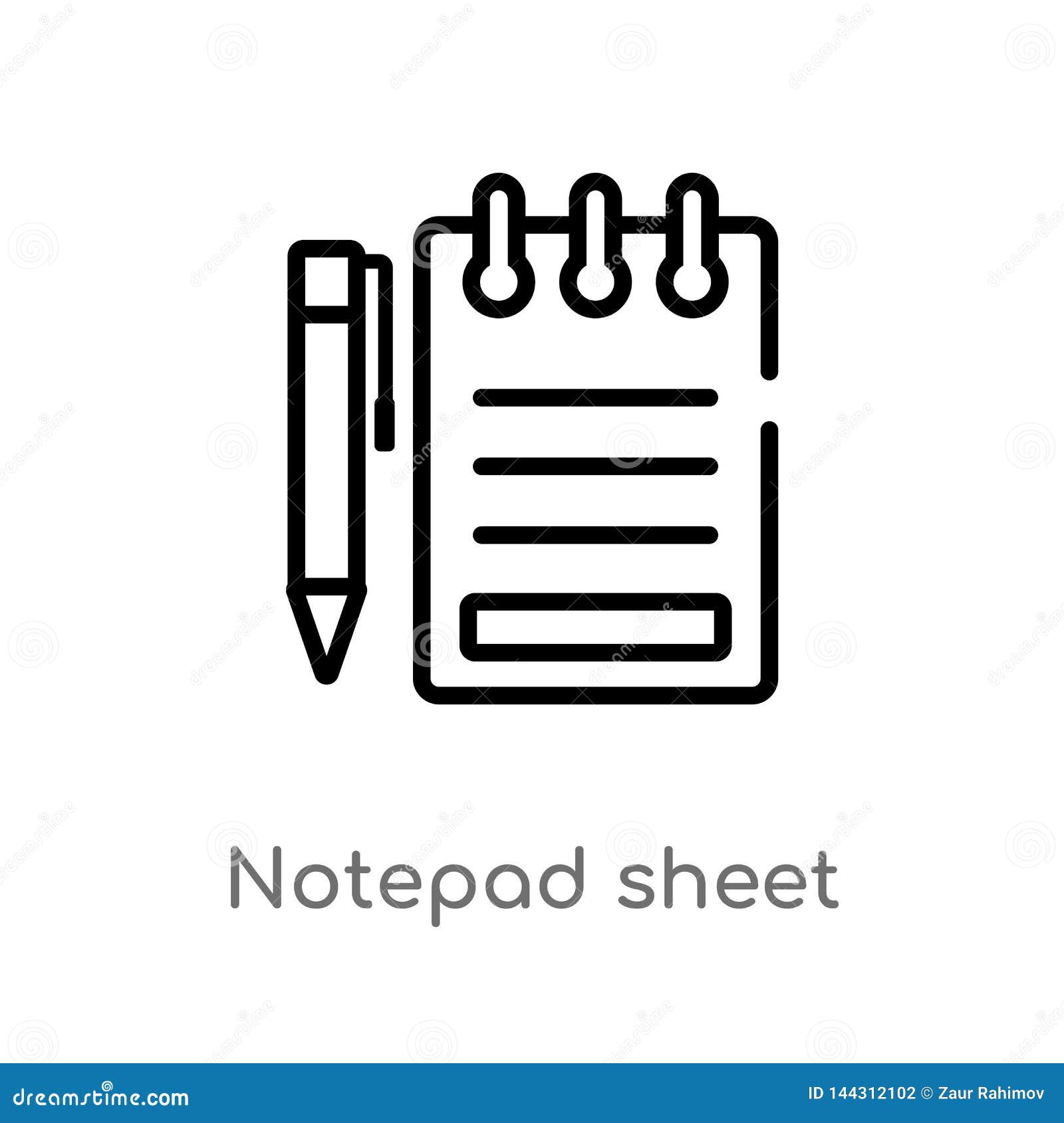 Outline Notepad Sheet Vector Icon. Isolated Black Simple Line Element ...