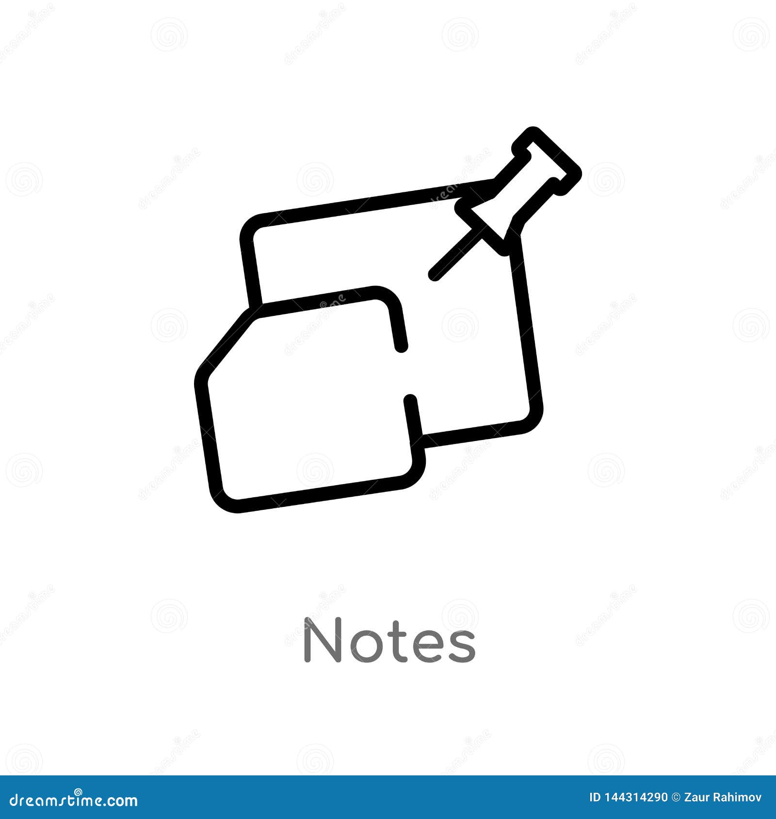 Outline Notes Vector Icon. Isolated Black Simple Line Element ...