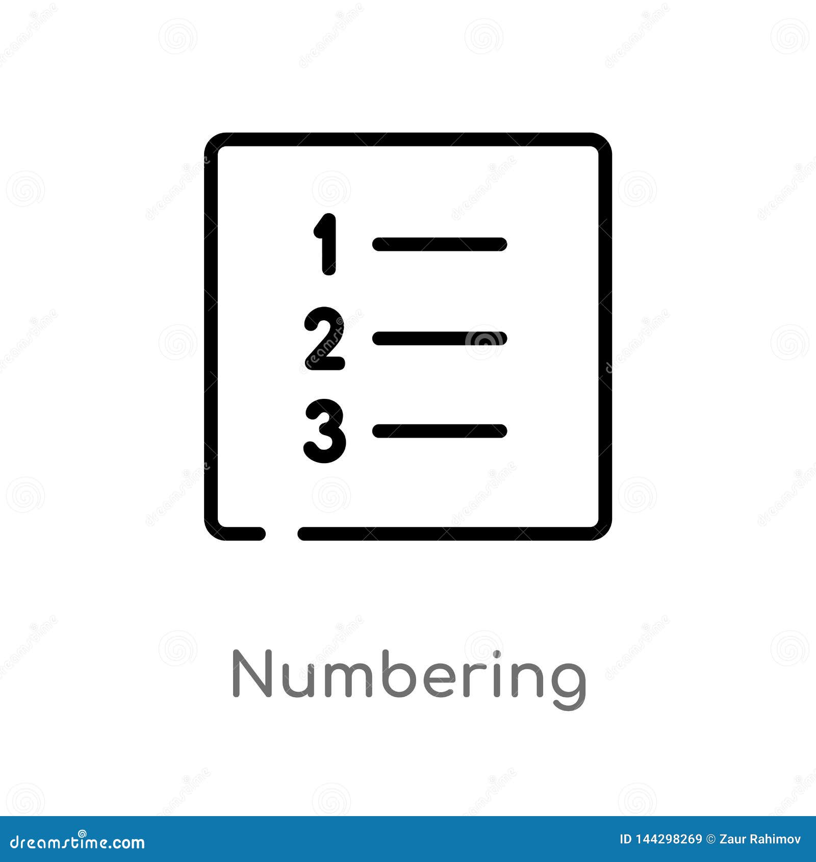 Outline Numbering Vector Icon. Isolated Black Simple Line Element ...