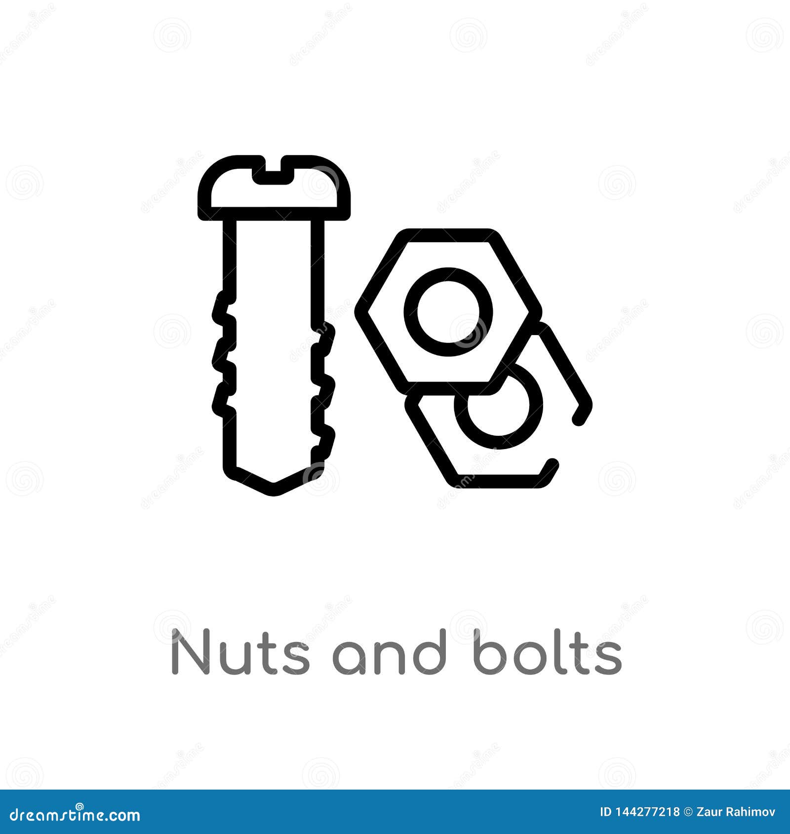 Outline Nuts and Bolts Vector Icon. Isolated Black Simple Line Element ...