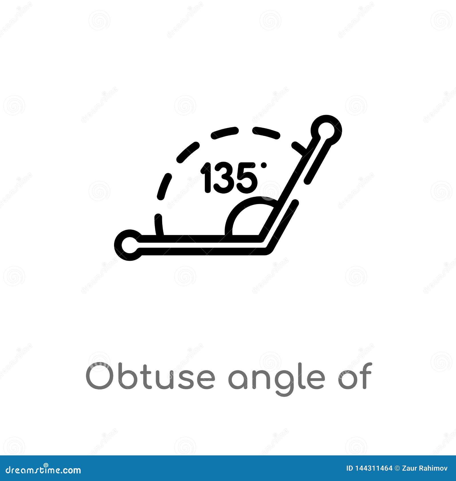 Outline Obtuse Angle Of 135 Degrees Vector Icon Isolated Black Simple