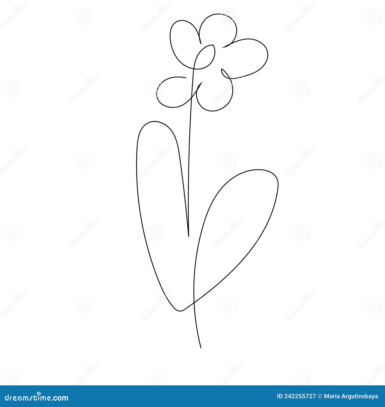 Outline One Line Spring Flower Doodle Handdrawn Stock Vector ...