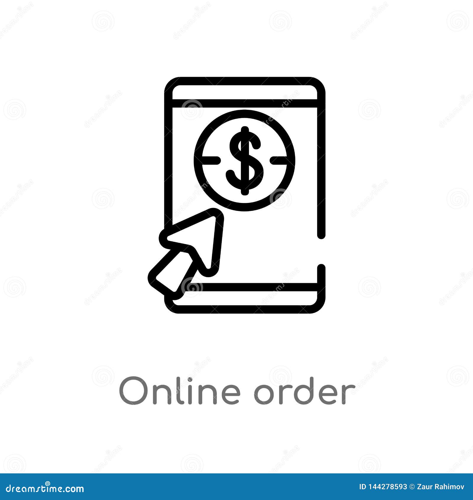 Outline Online Order Vector Icon. Isolated Black Simple Line Element ...