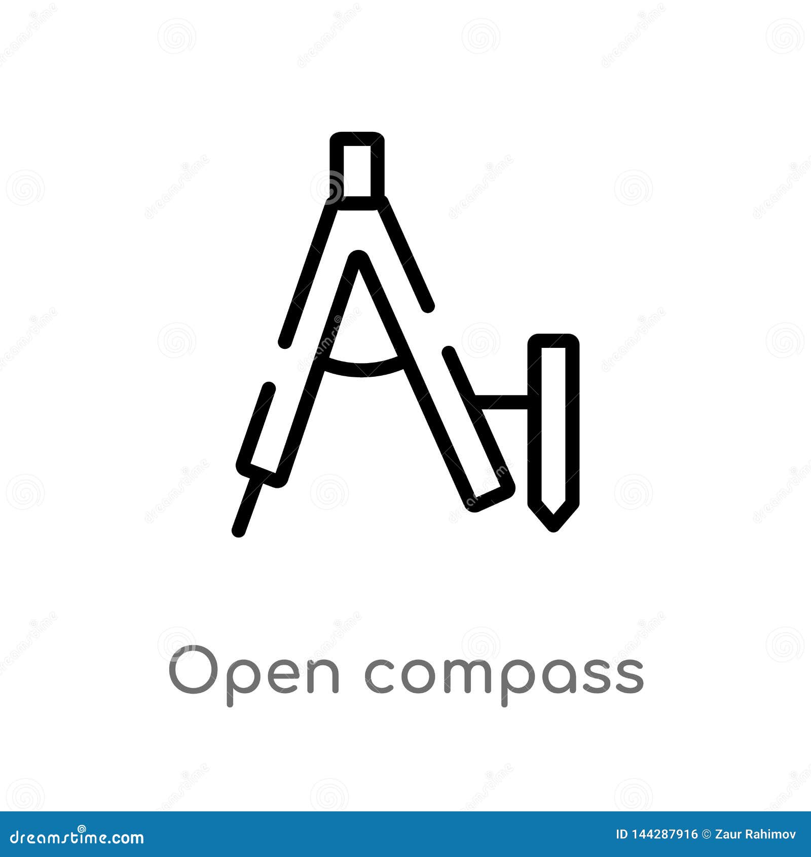 Outline Open Compass Vector Icon. Isolated Black Simple Line Element ...