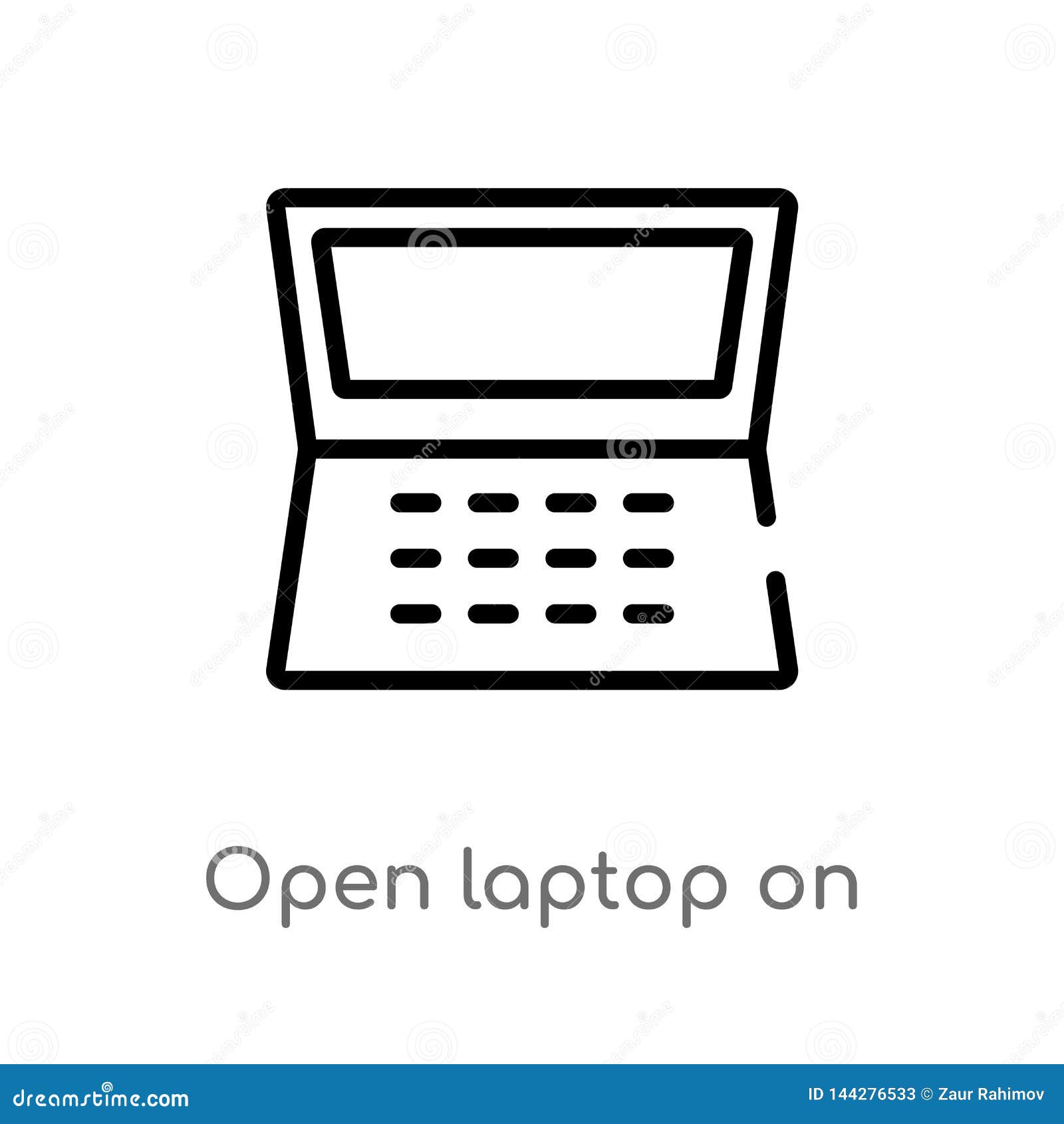 Outline Open Laptop on Vector Icon. Isolated Black Simple Line Element ...