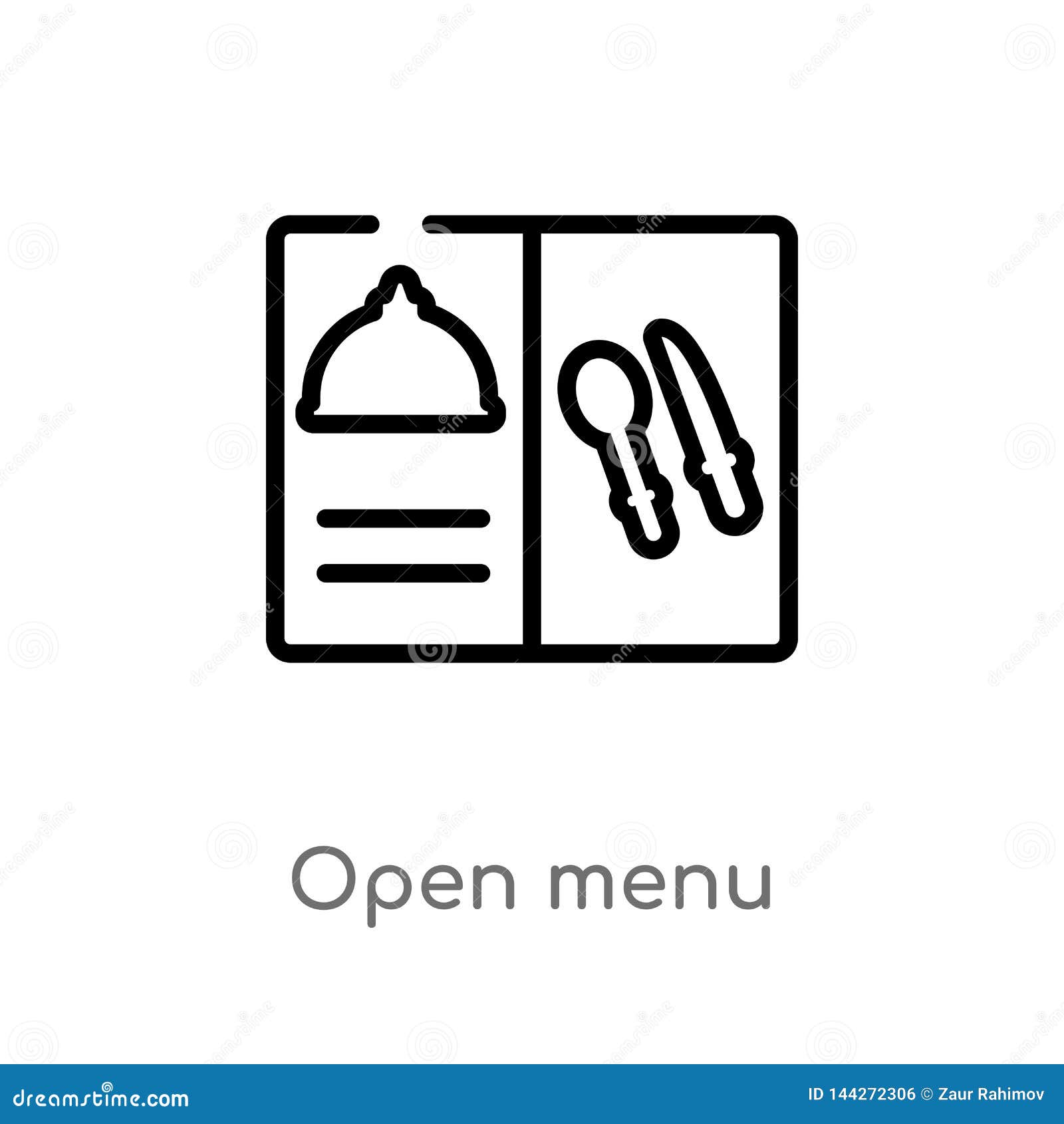 Outline Open Menu Vector Icon. Isolated Black Simple Line Element ...