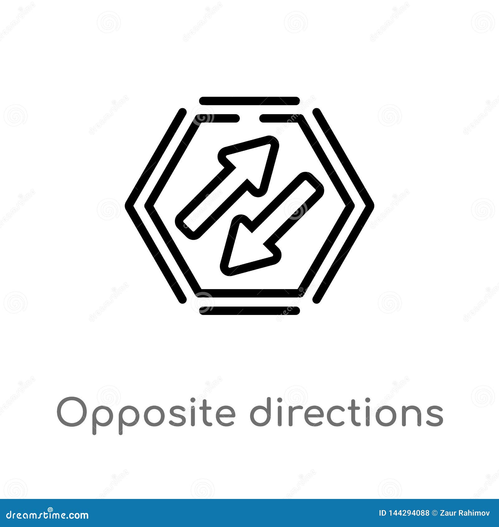 Outline Opposite Directions Vector Icon. Isolated Black Simple Line ...