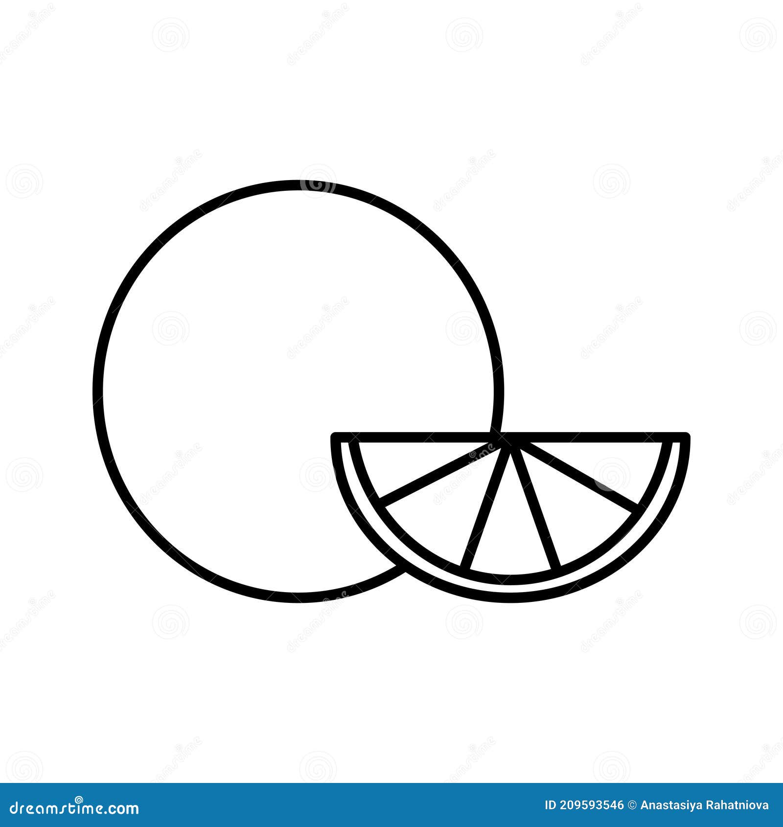 Outline Orange Isolated on White Background. Coloring Page Stock Vector ...