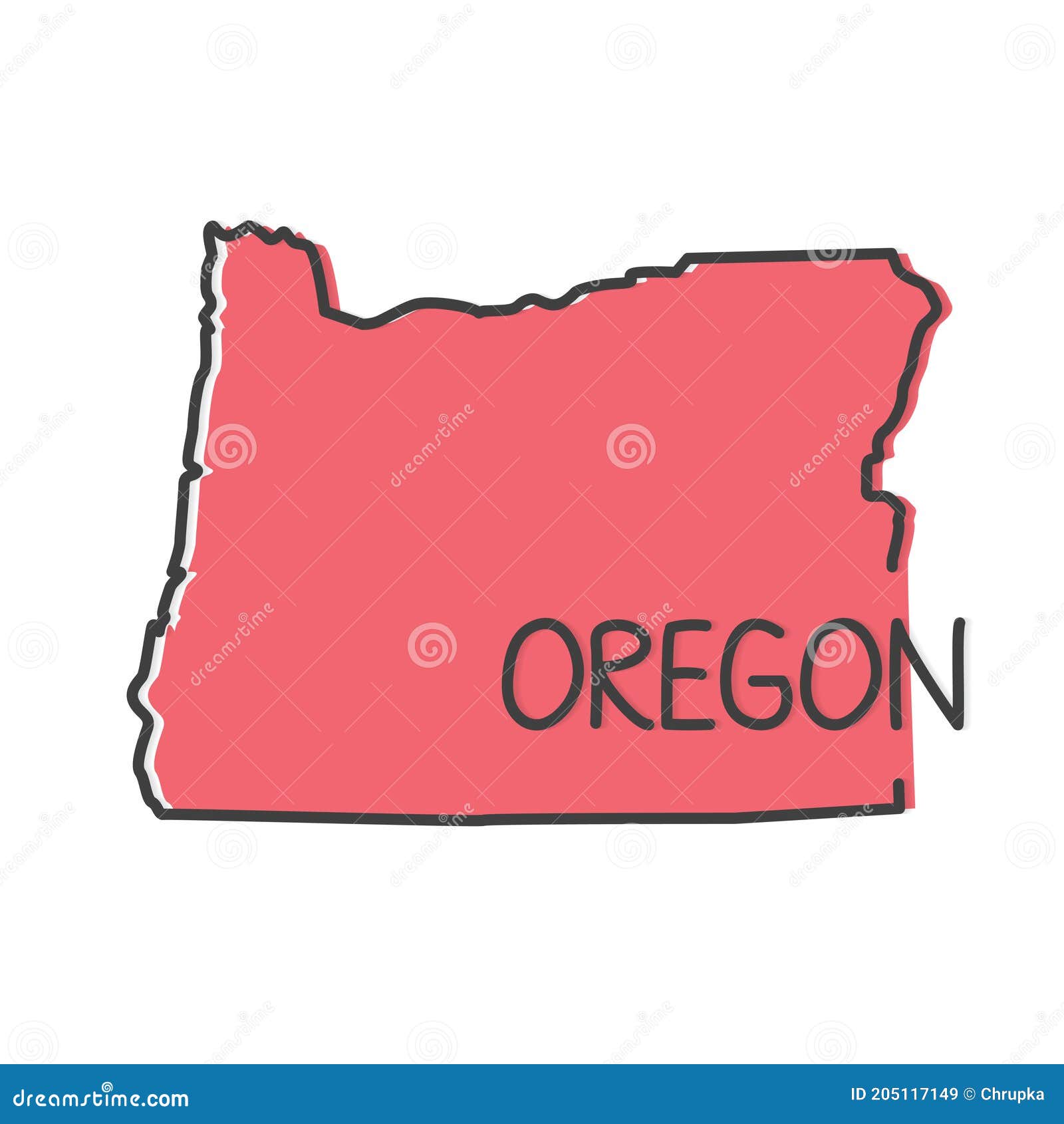 Outline of Oregon map stock vector. Illustration of border - 205117149