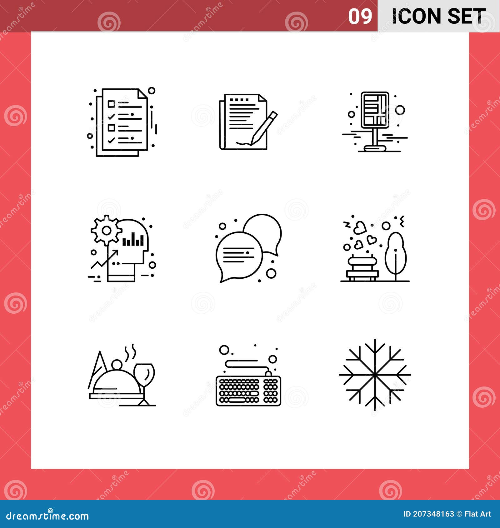 Outline Pack of 9 Universal Symbols of Mind, Brain, Layout, Streets ...