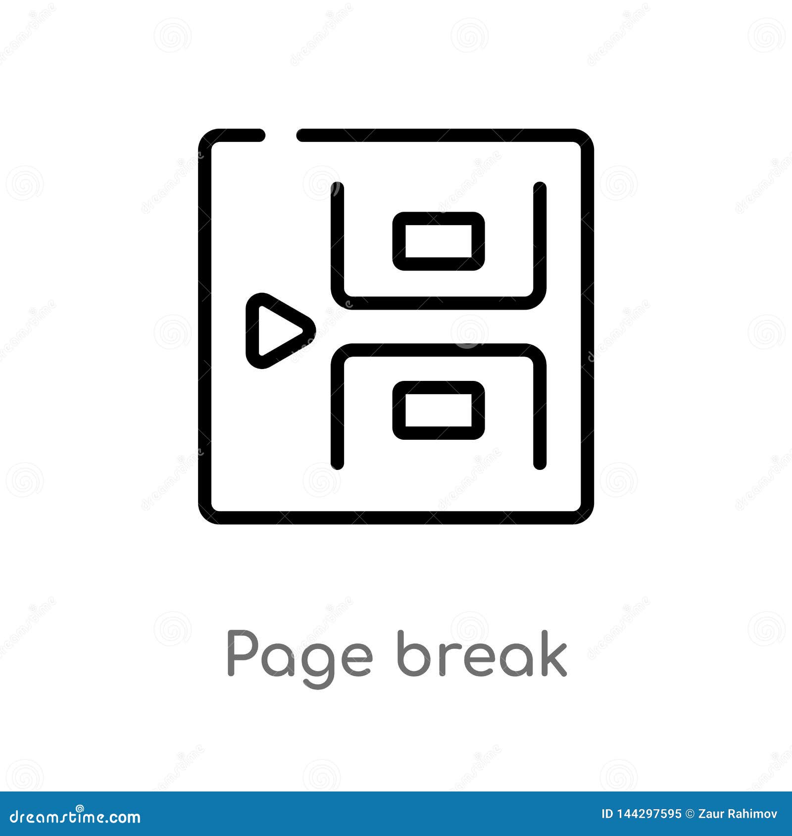 Outline Page Break Vector Icon. Isolated Black Simple Line Element ...