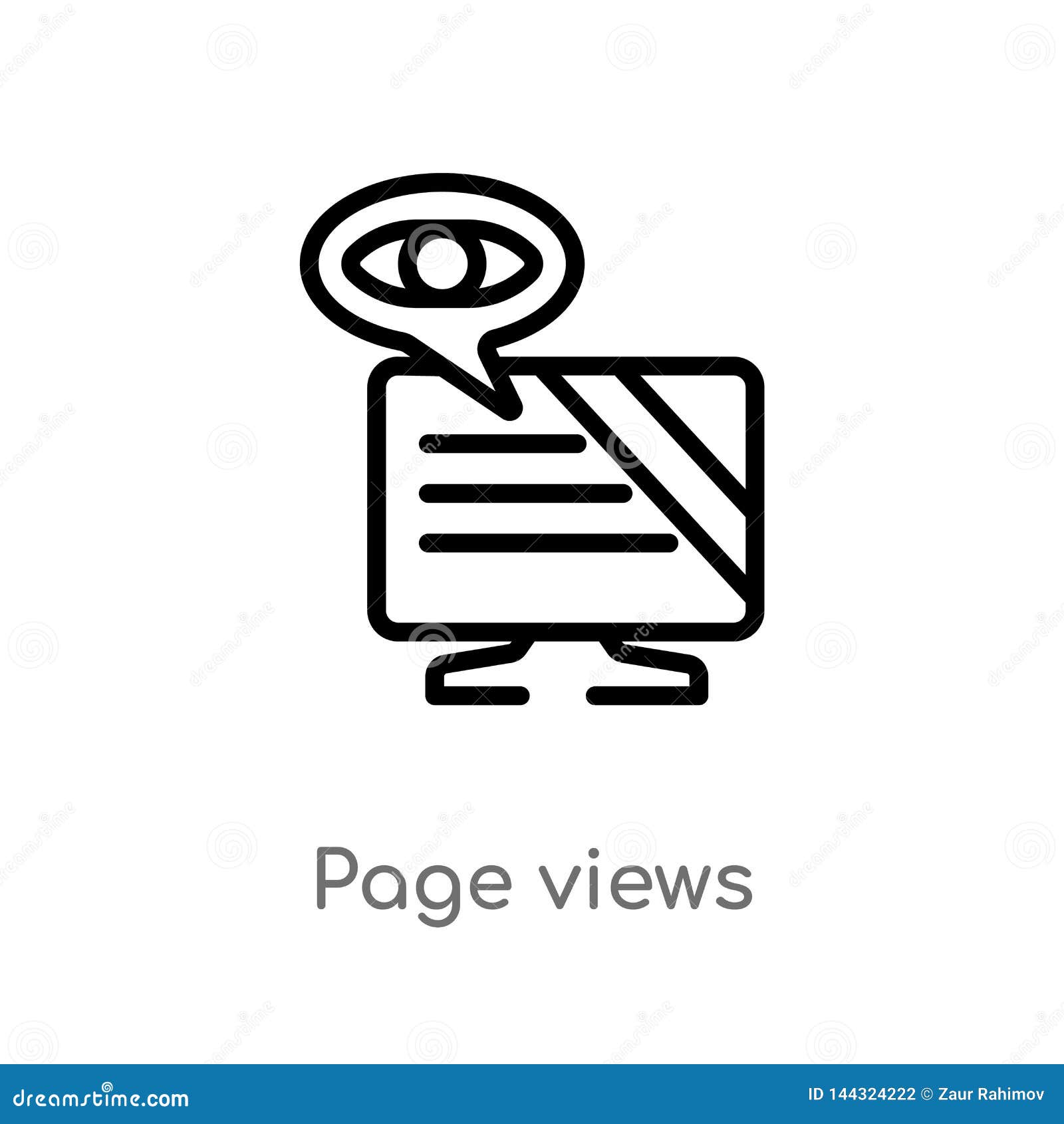 Outline Page Views Vector Icon. Isolated Black Simple Line Element ...