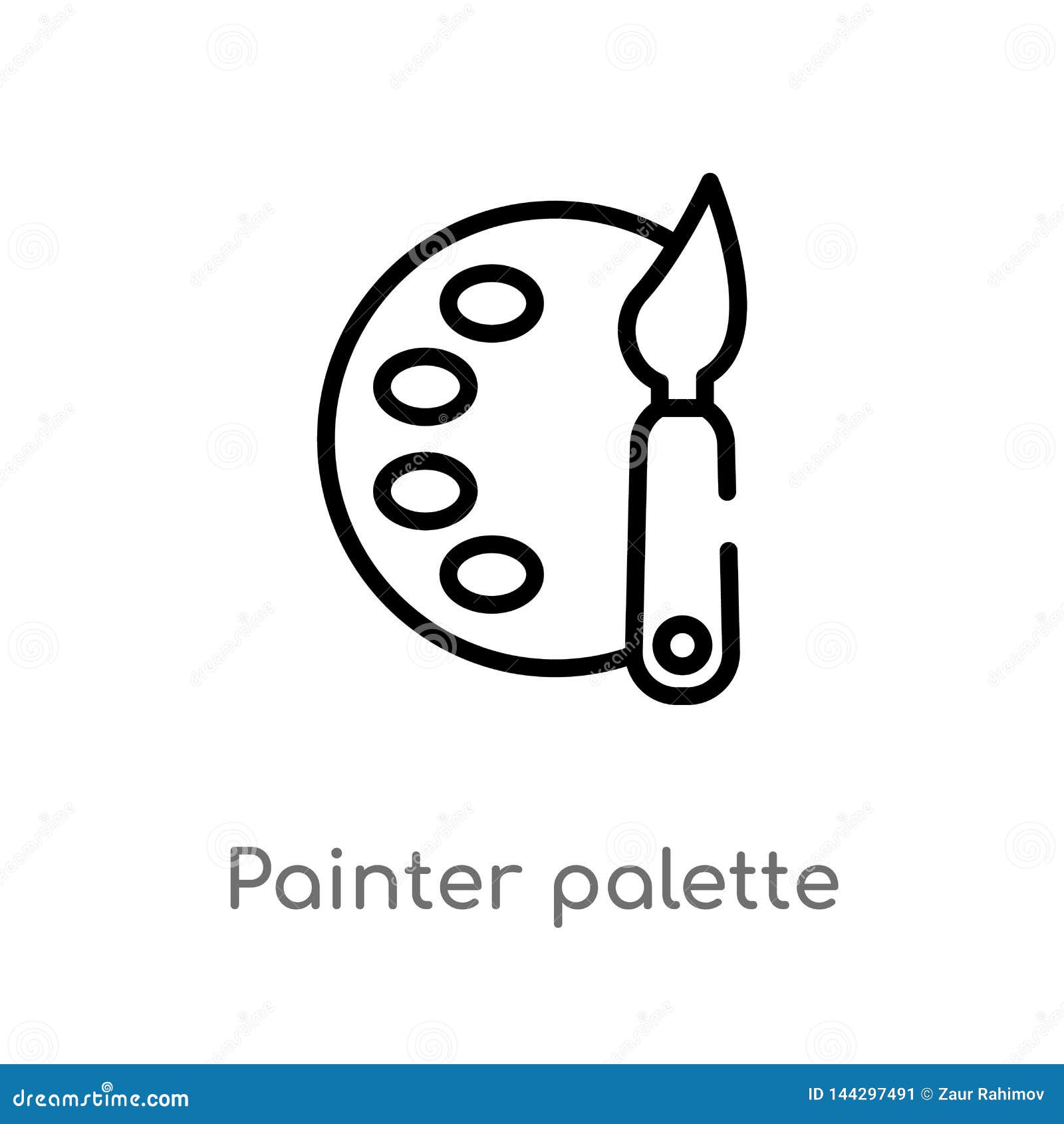 Outline Painter Palette Vector Icon. Isolated Black Simple Line Element ...