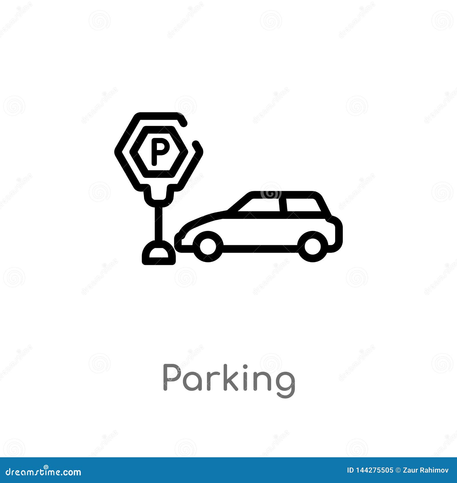 Outline Parking Vector Icon. Isolated Black Simple Line Element ...