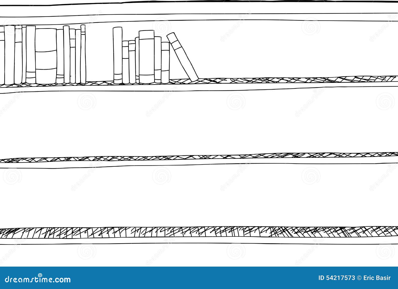 Outline of Partially Full Bookshelf Stock Illustration - Illustration ...