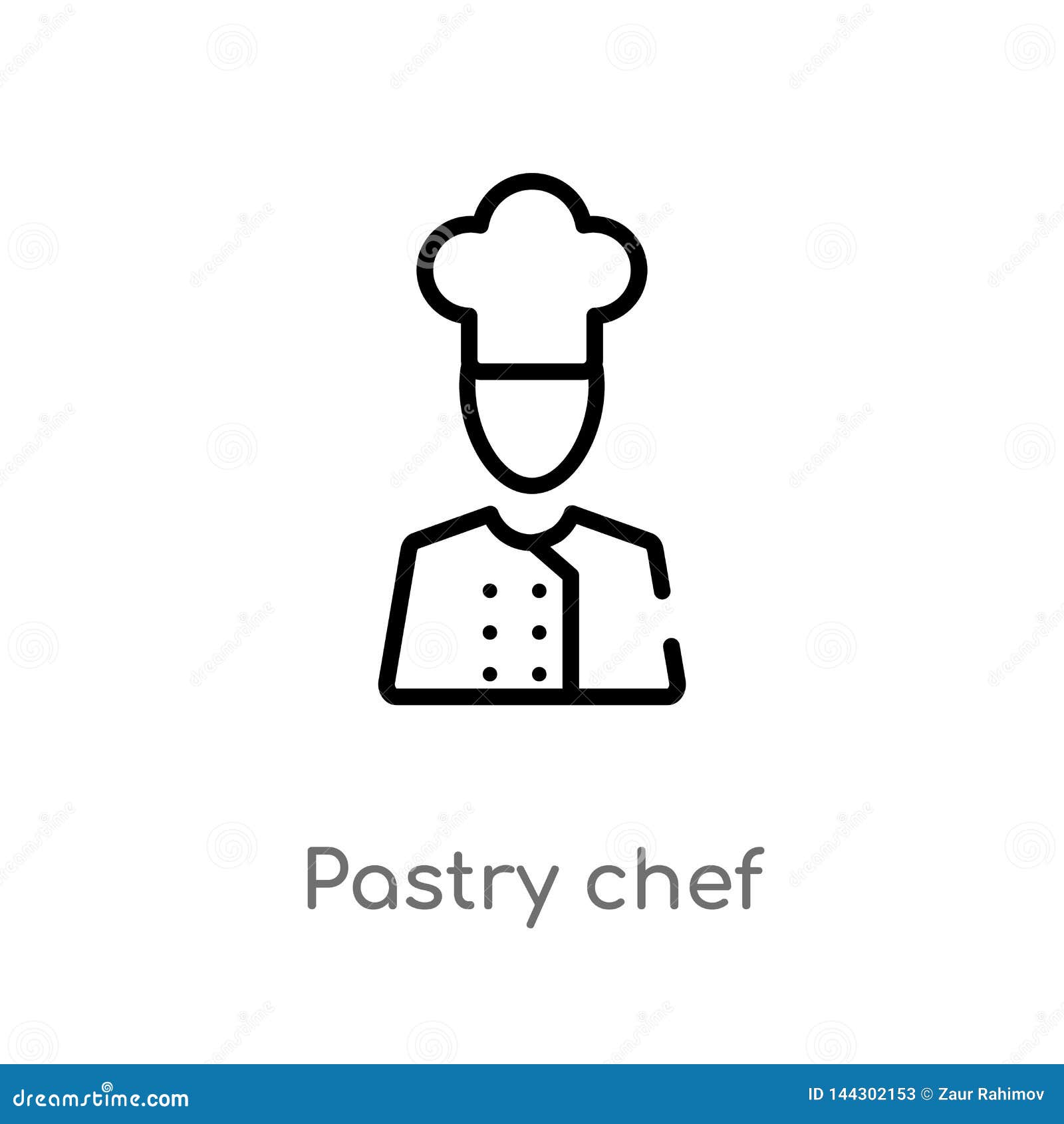Outline Pastry Chef Vector Icon Isolated Black Simple Line Element