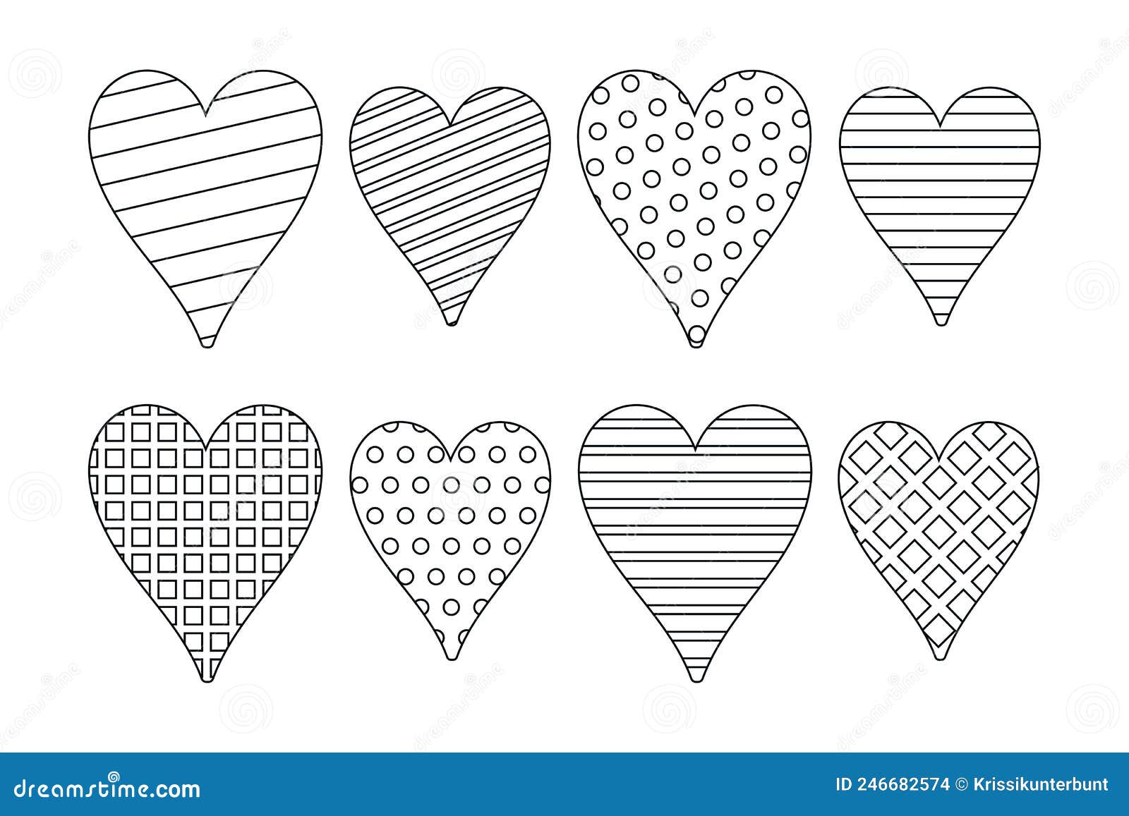 Outline Pattern Heart for Coloring Book Isolated on White Stock Vector ...