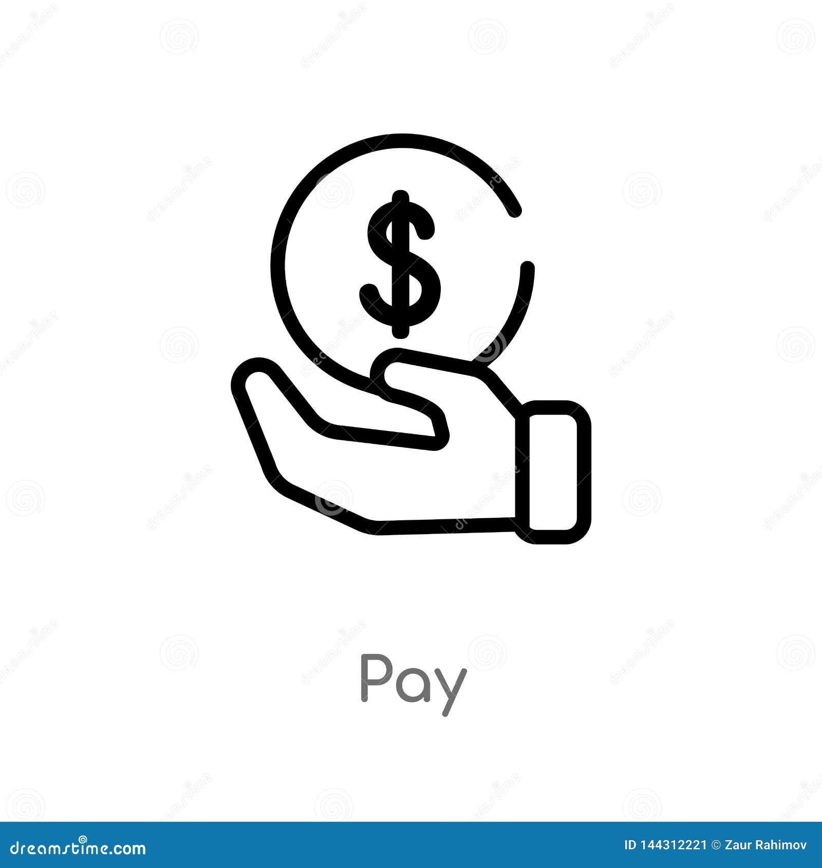 Outline Pay Vector Icon. Isolated Black Simple Line Element ...