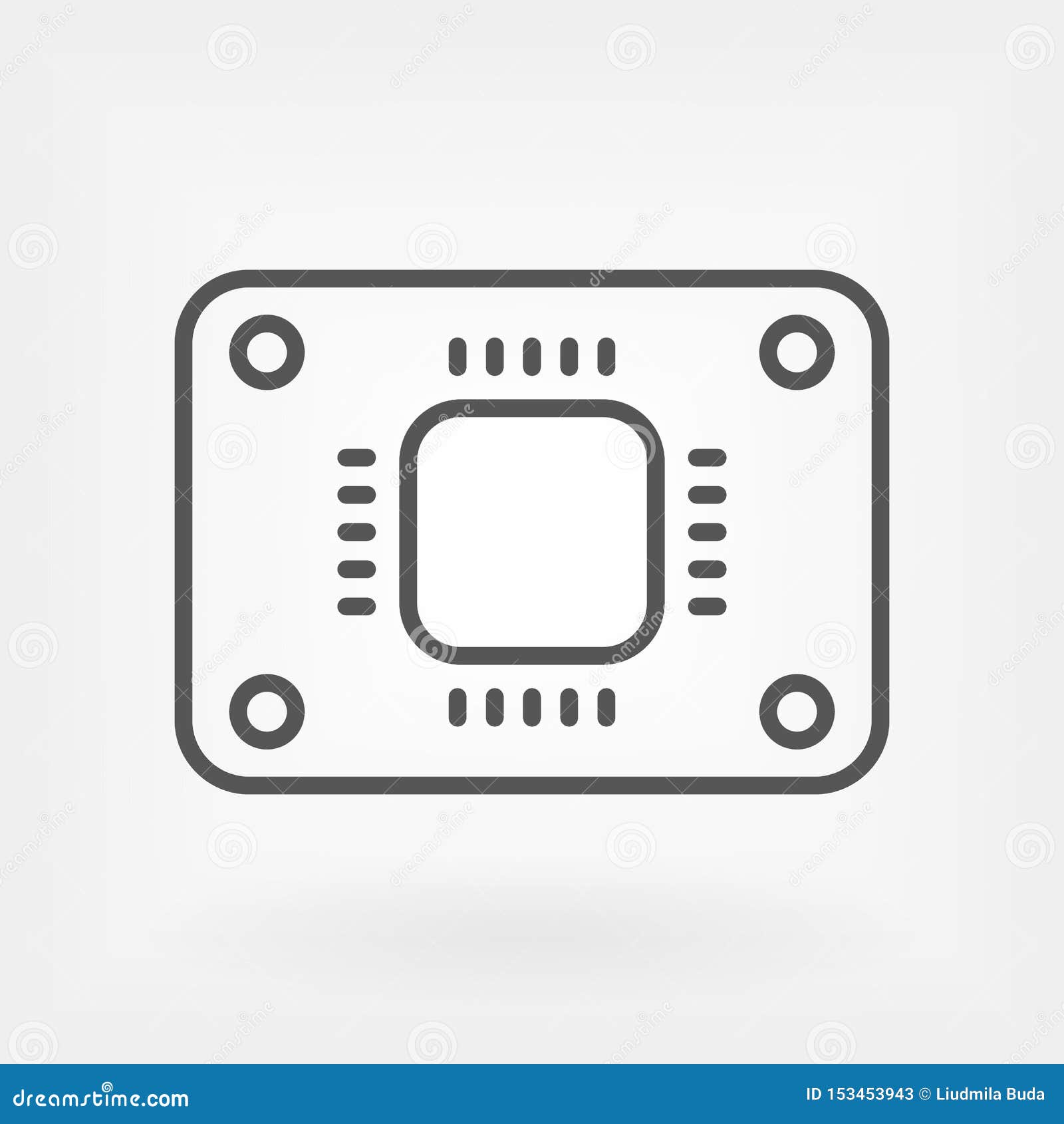Outline PCB with MCU Icon. Simplified Picture Stock Vector ...