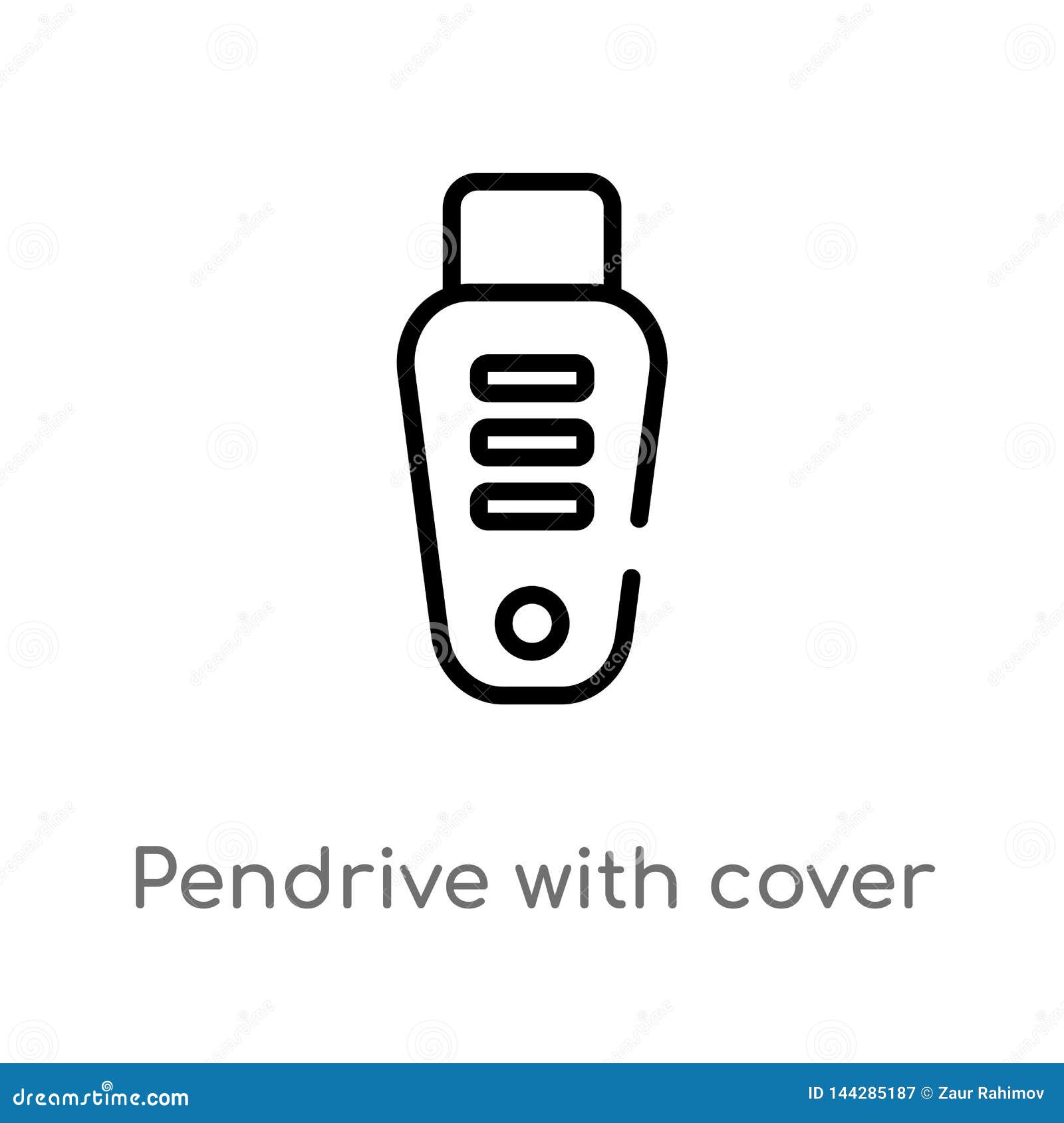 Outline Pendrive with Cover Vector Icon. Isolated Black Simple Line ...