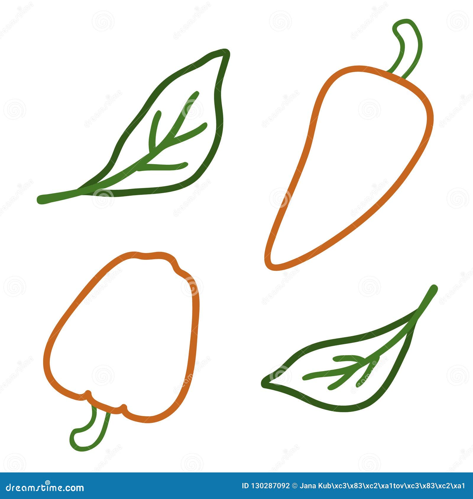 Outline pepper set stock vector. Illustration of paprika - 130287092
