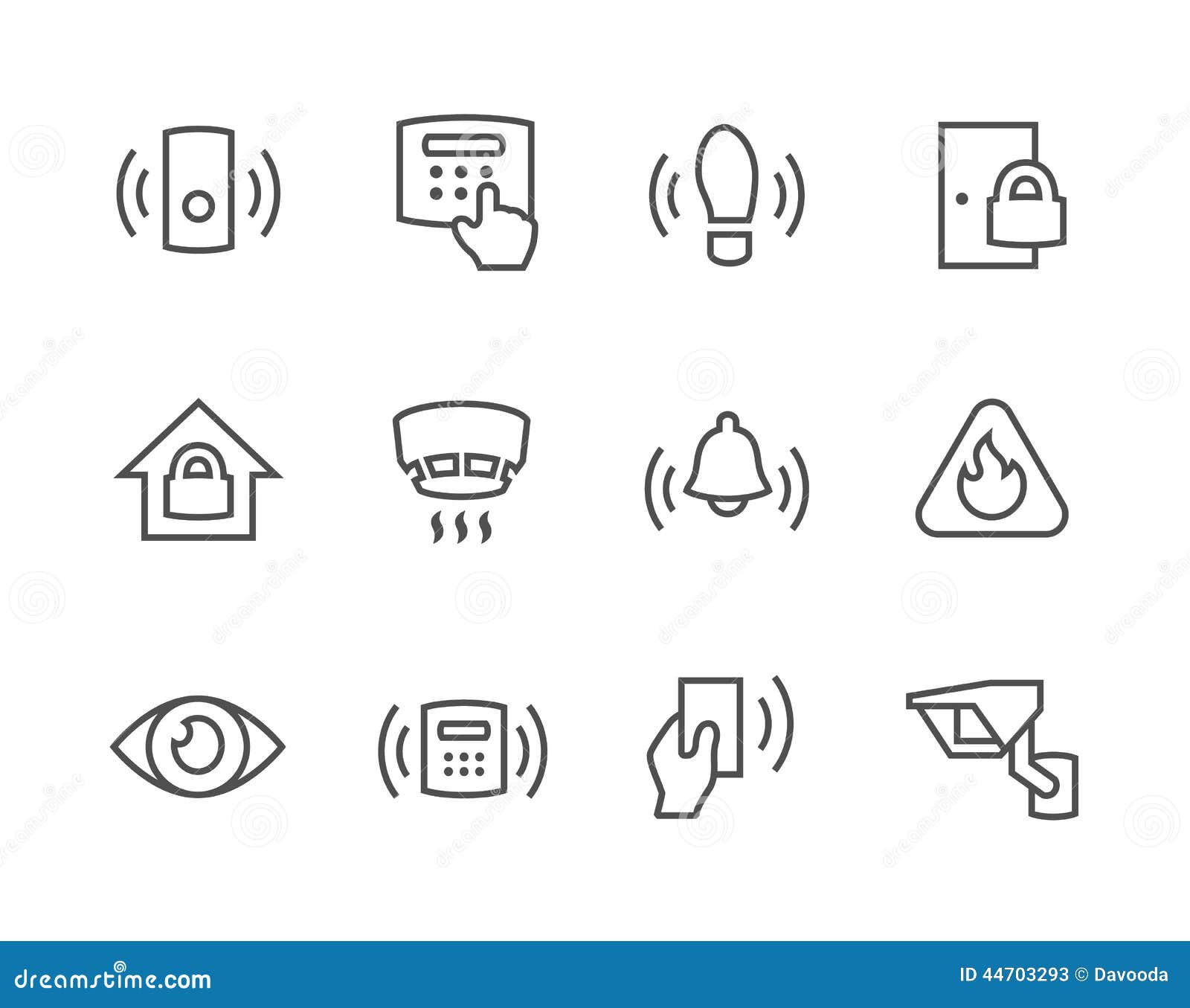Outline Perimeter Security Icons Stock Vector - Illustration of button ...