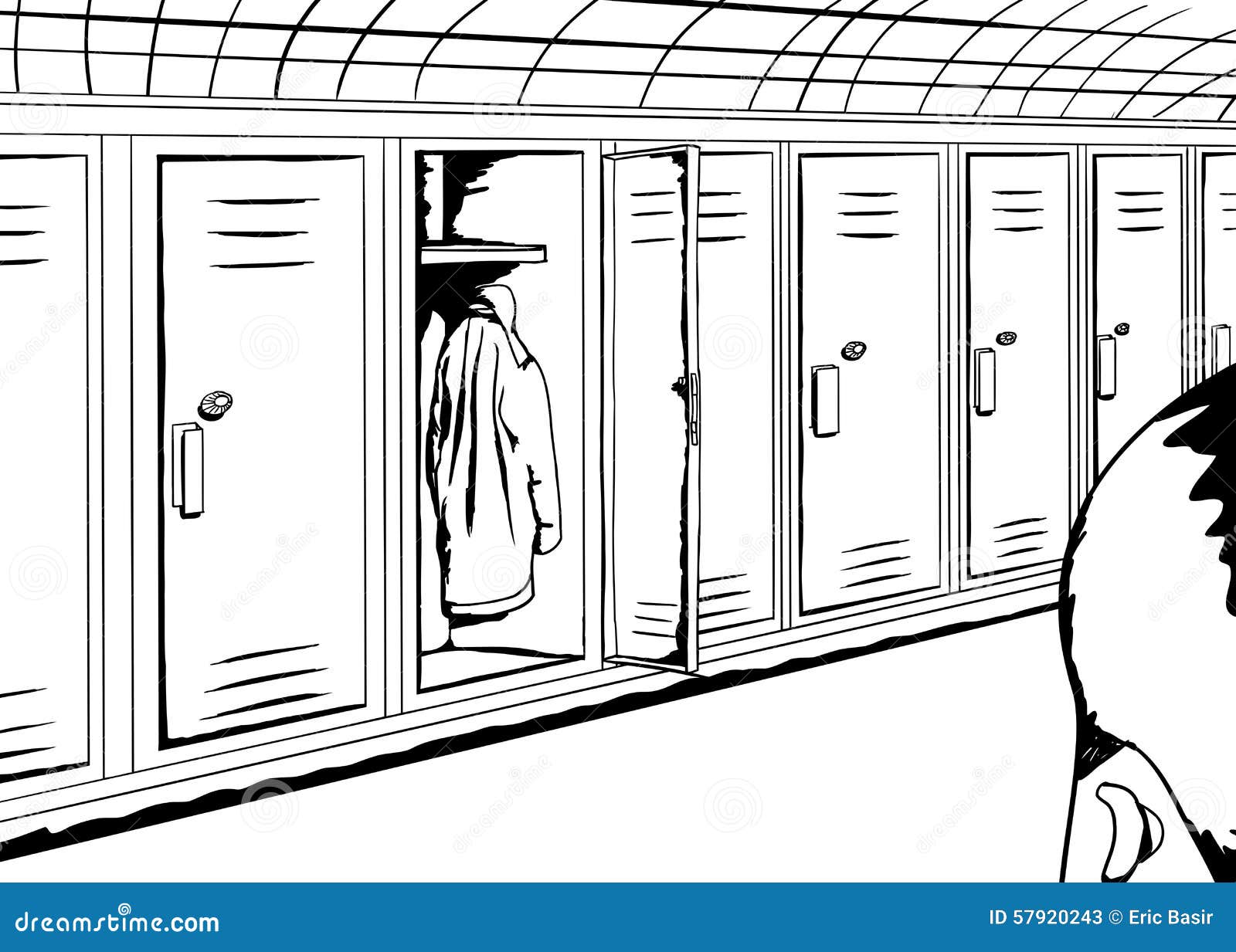 Outline of Person Looking at Open Locker Stock Illustration ...