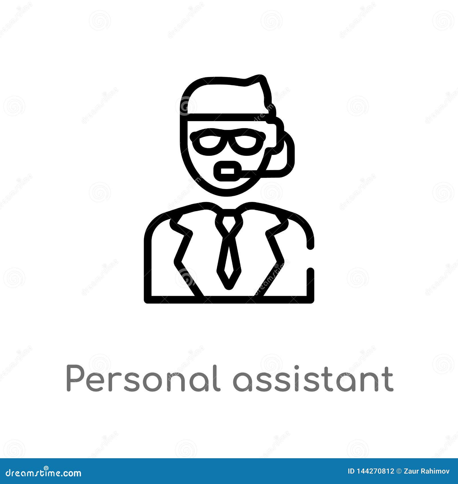 Outline Personal Assistant Vector Icon. Isolated Black Simple Line ...
